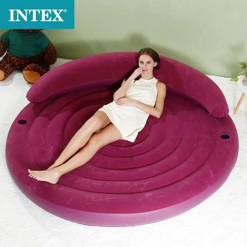 Inflatable-Mattress-Single-or-Double-Air-Cushion-Lazy-Sofa-Bed-Circular ...