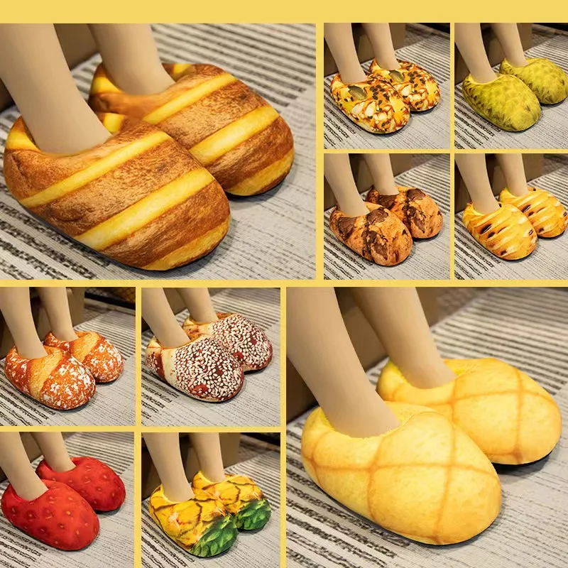 Personalized-Creative-Simulation-Bread-Toast-Cotton-Slippers-Pack-Heel ...