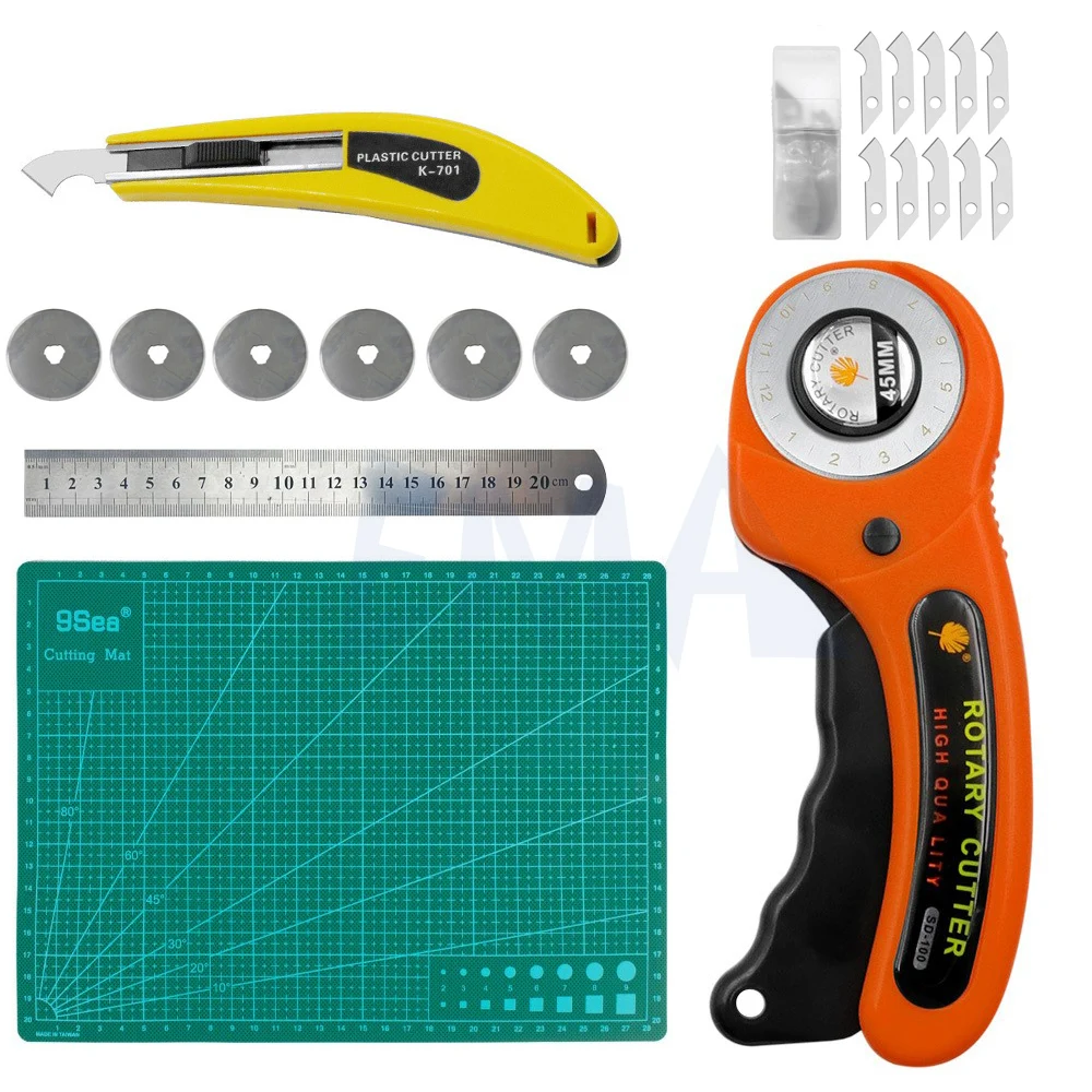Costura-Rotary-Cutter-Kit-45mm-cortador-com-6-l-minas-corte-Mat ...