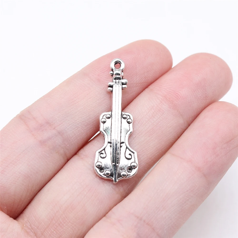 WYSIWYG-10pcs-31x11mm-Antique-Silver-Color-Violin-Charms-For-Jewelry ...