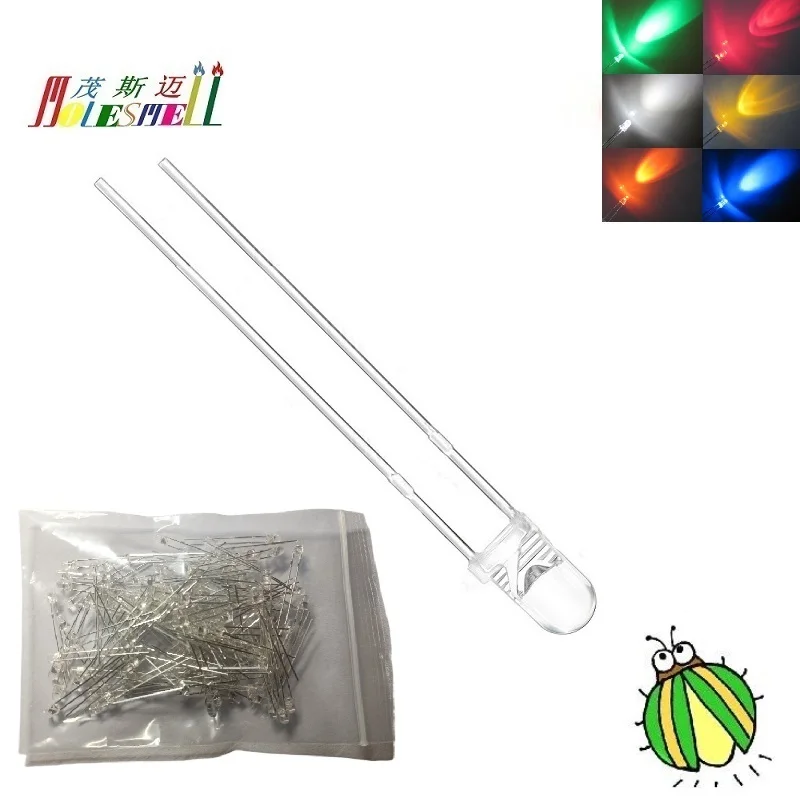 100pcs 3mm Breathing Fading Pulse Firefly Led Red Yellow Blue Green ...