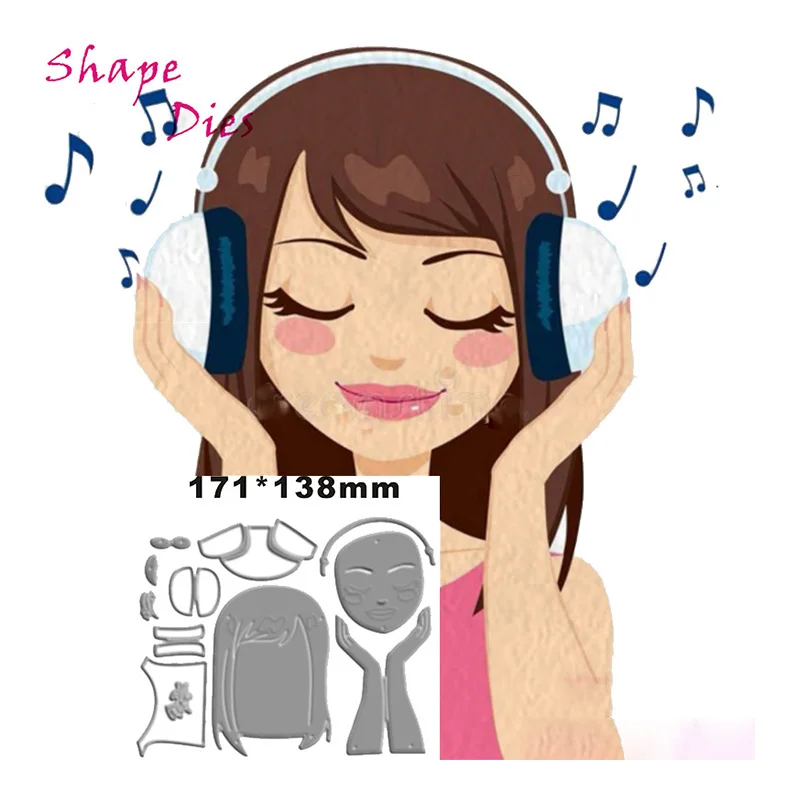 Music-Girls-Headphones-Metal-Cutting-Dies-Stencils-Scrapbooking ...