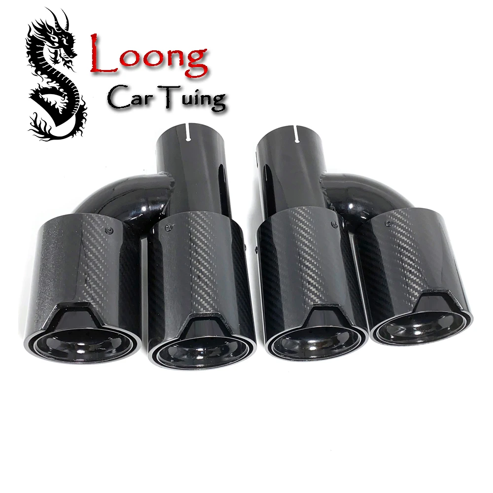 Pair-H-Double-Glossy-Black-M-Performance-Logo-Dual-Exhaust-Tips-Pipe ...