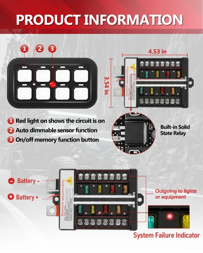 Auto-dimming Relay Control Panel 8 Gang RGB Switch Panel With Auto ...