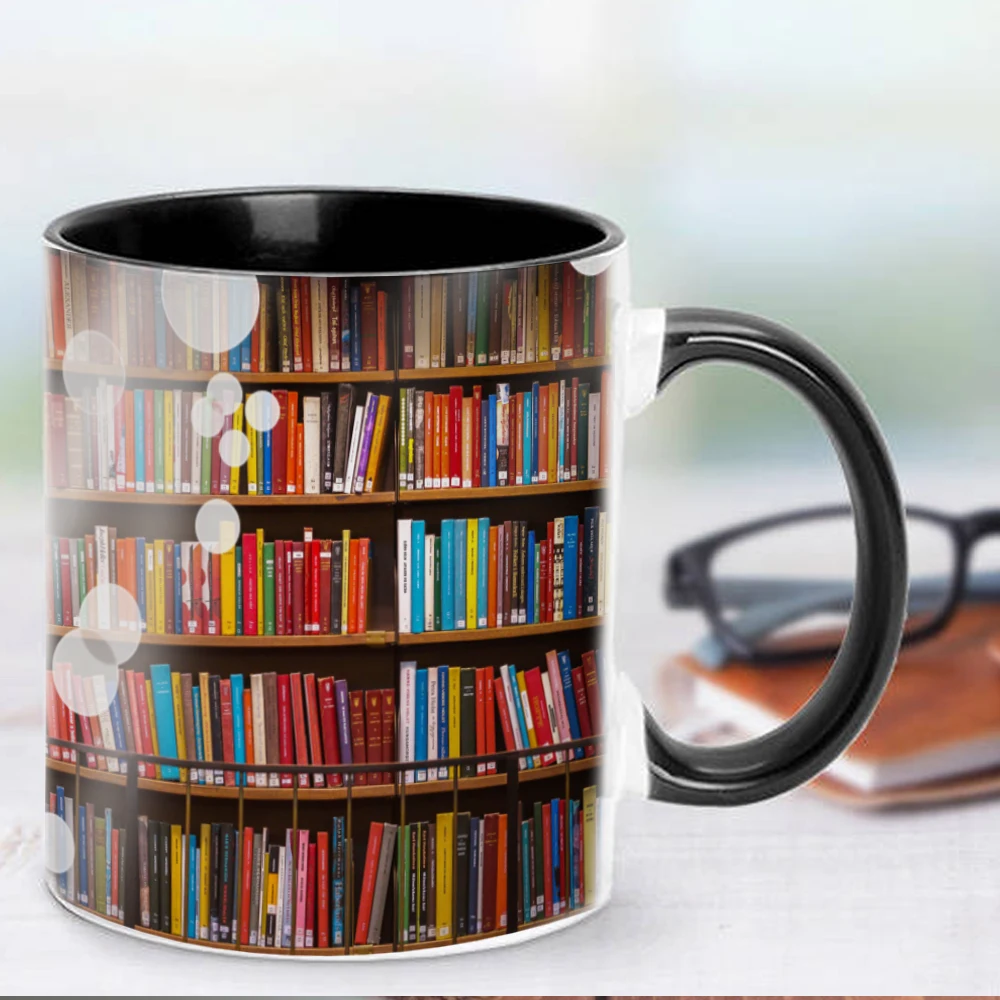 Library-of-books-design-mugs-with-ceramic-coffee-cup-study-milk-cup ...