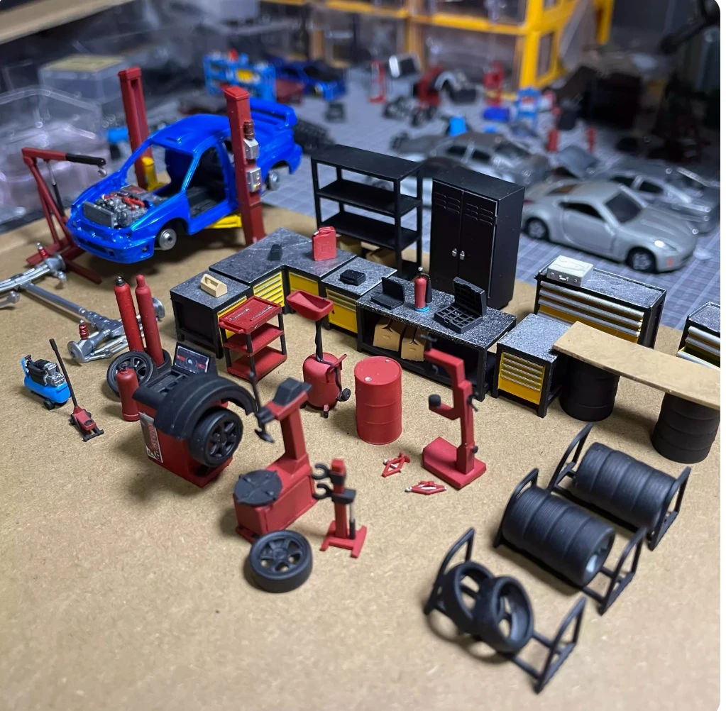 1-64-Auto-Mechanic-Lift-Hanger-Table-Auto-Repair-Tools-Model-Scene ...