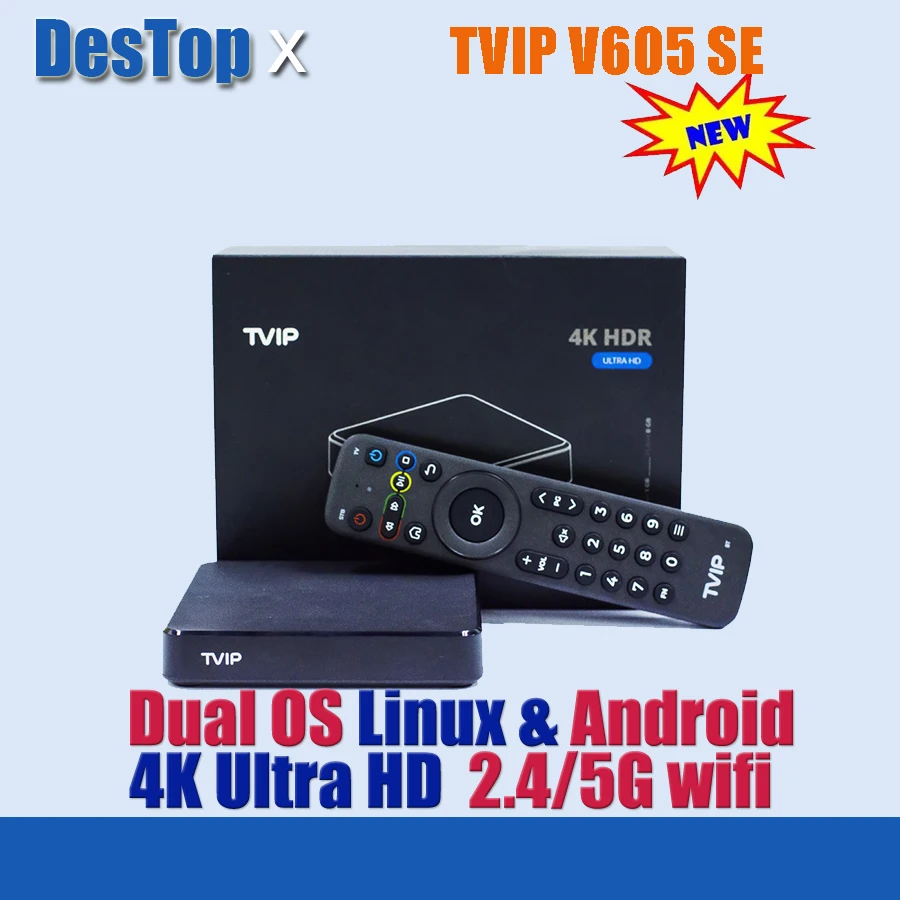 New Arrive Tvip 4k Hd Bt Smart Set Top Tv Box Linux&android 7.0 Tvip 605 Se Amlogic S905x 2.4/5g ...