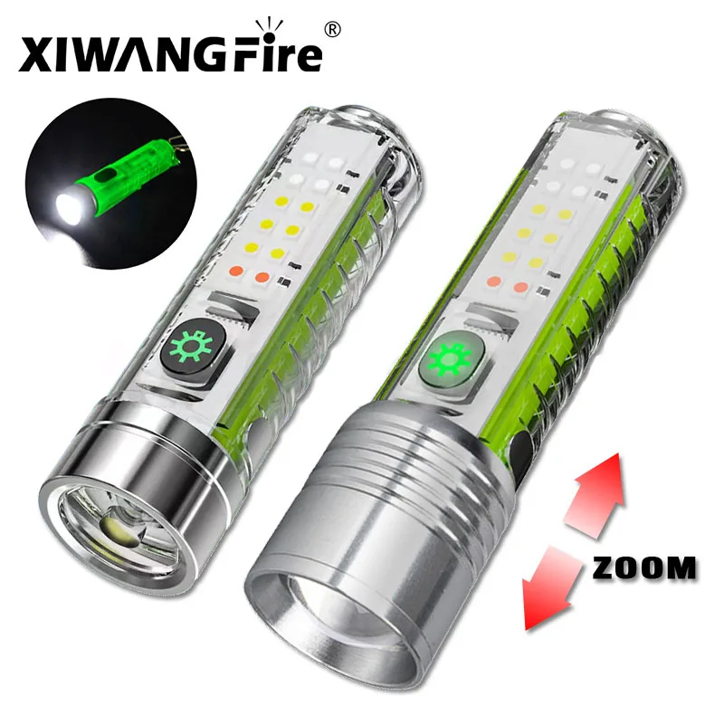 Super Bright LED Flashlight With White/red/blue/purple Side Light ...