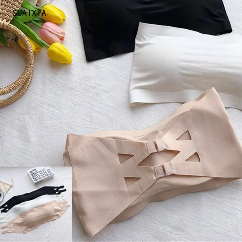 New One Piece Seamless Tube Tops Women Invisible Bra Intimates ...