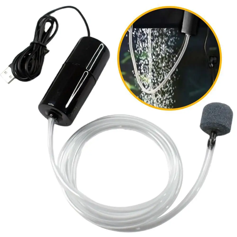 USB-Mini-Aquarium-Air-Pump-Kit-Oxygen-Pump-With-Air-Stone-Silent-High ...
