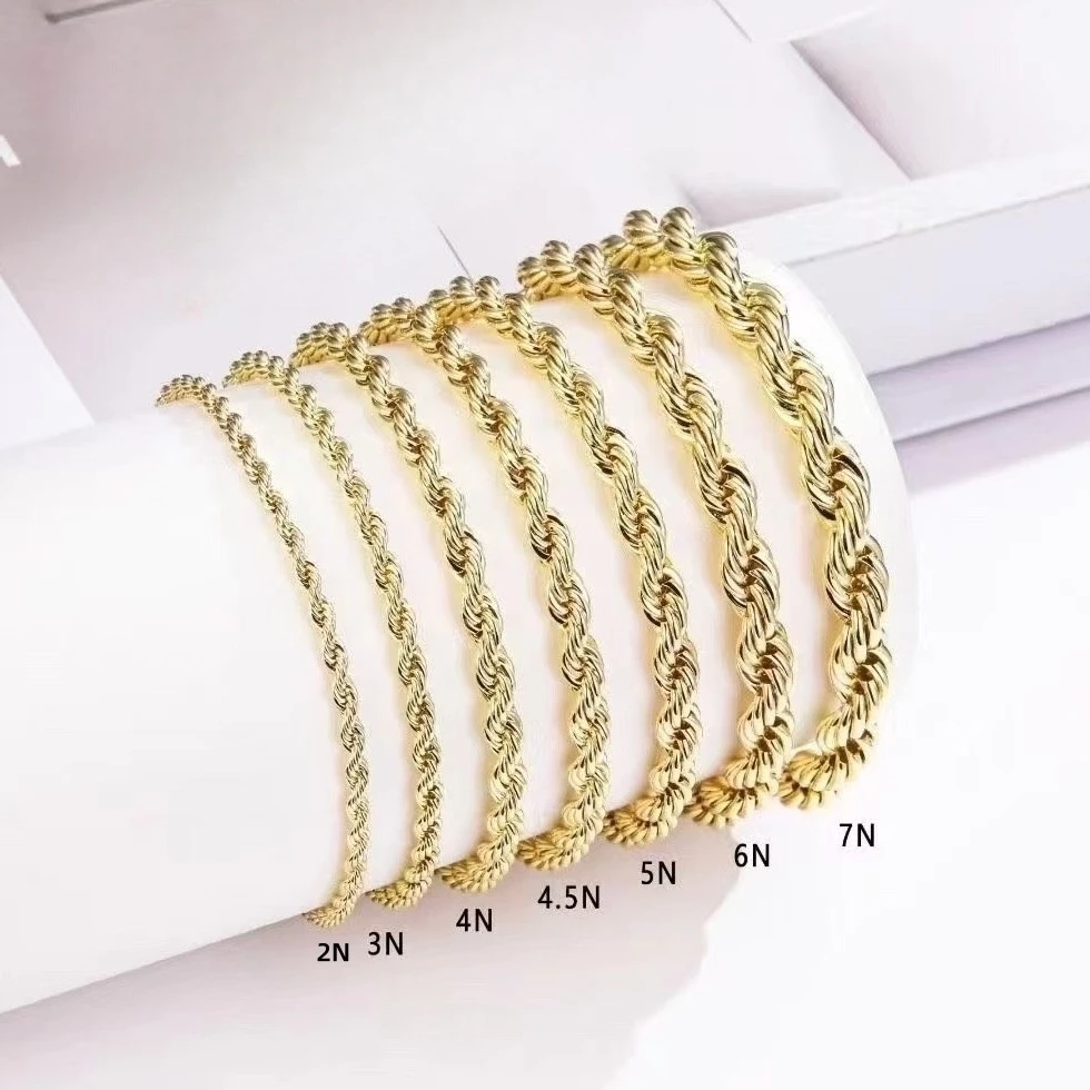 Twisted Rope Chains Bracelets for Men Women Stainless Steel Basic Chain ...