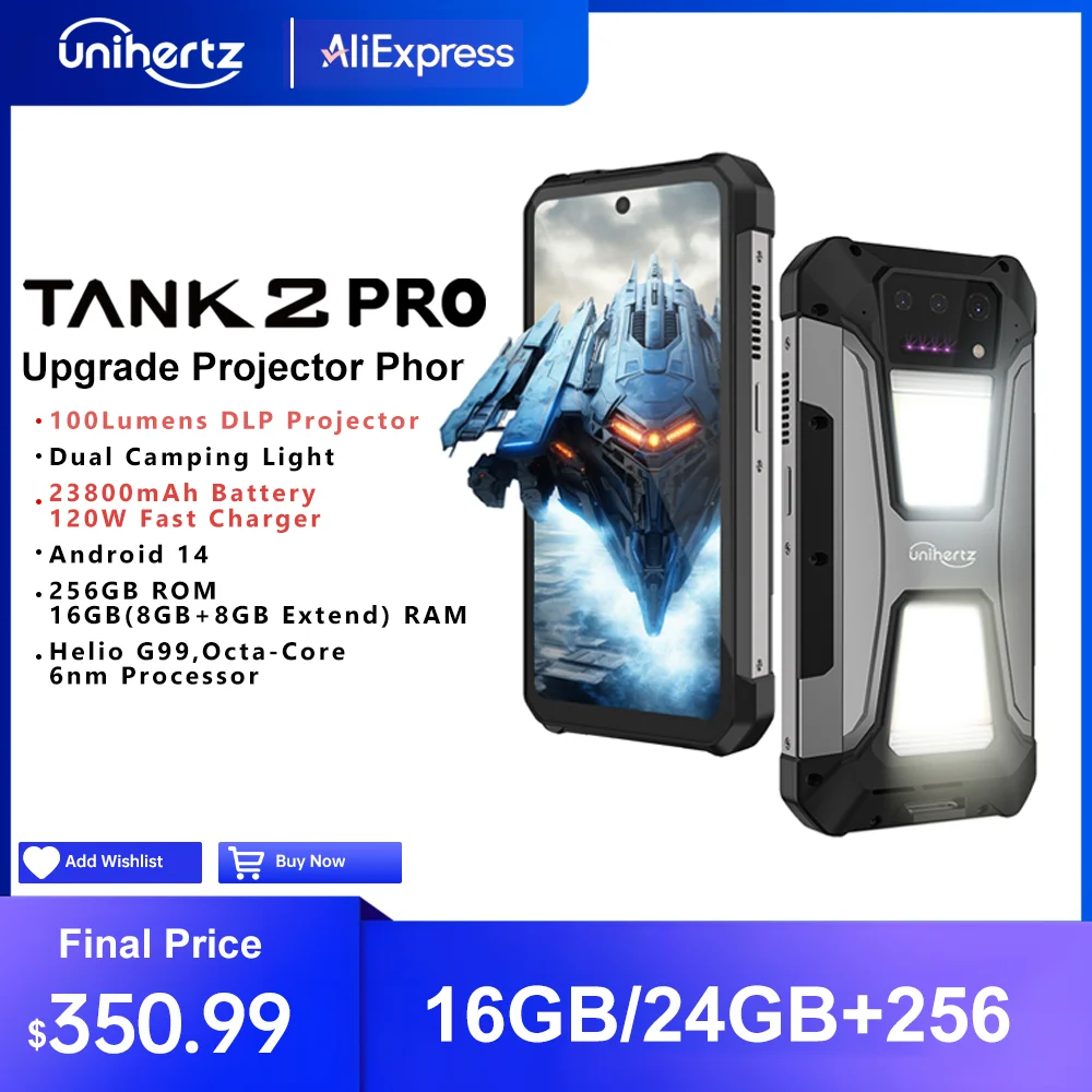 Unihertz-tank-2-Pro-8849-rugged-phone-with-projector-100MP-16GB-256GB ...
