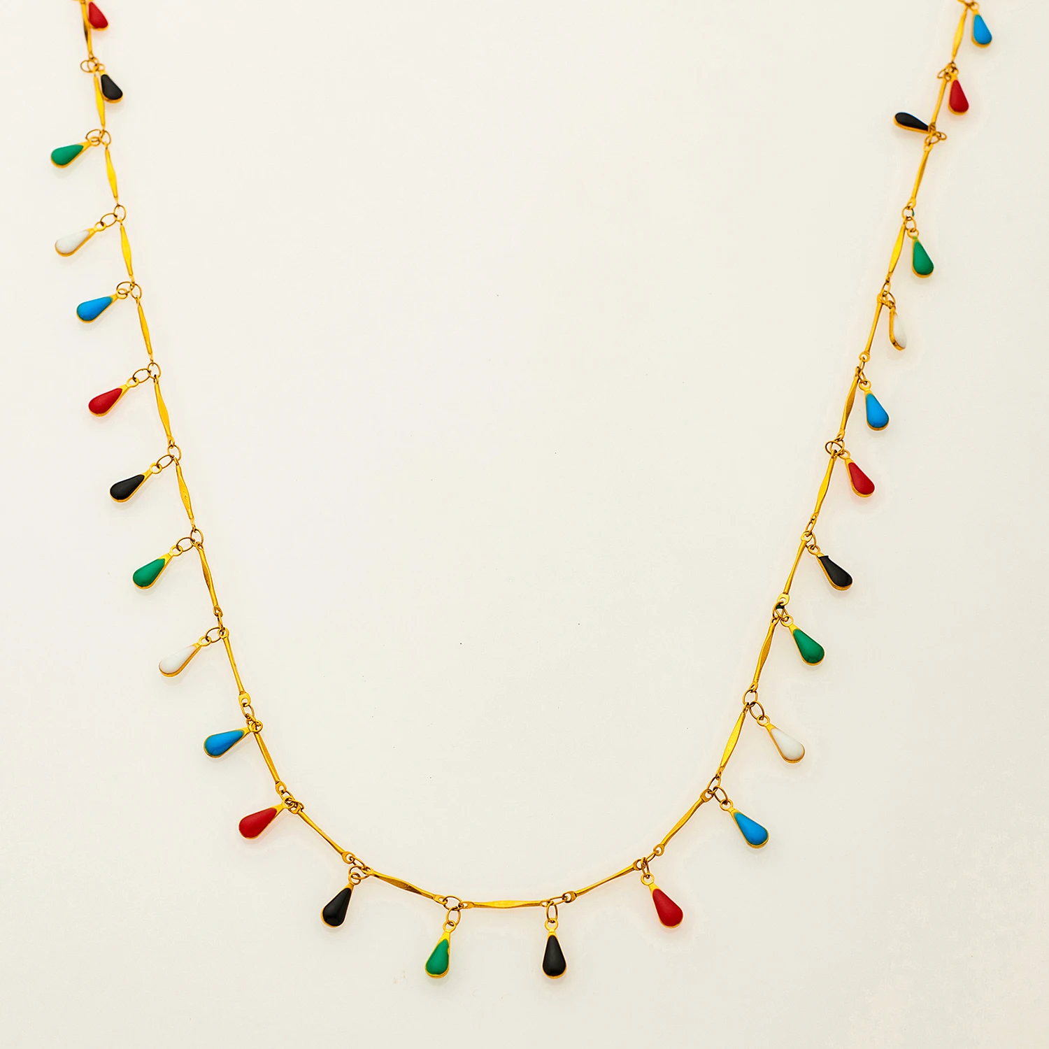Sweet Colorful Water Droplet Chain Gold Color Stainless Steel Necklace ...