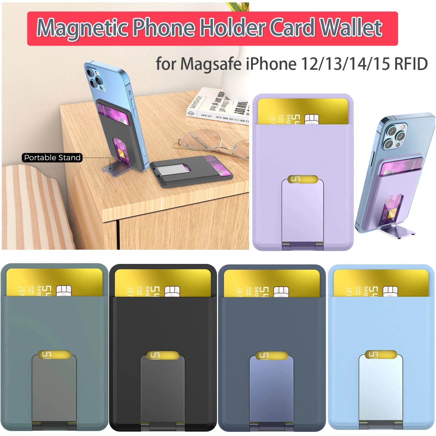 Magnetic-Card-Holder-Silicone-Sleeve-with-Card-Slot-MagSafe-Phone-Stand ...