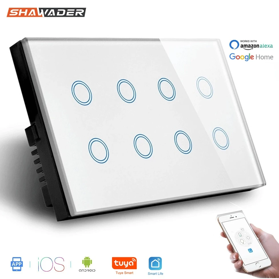 Wifi Smart Touch Light Wall Switch Interruptor Glass Panel 8 Gang 147 ...