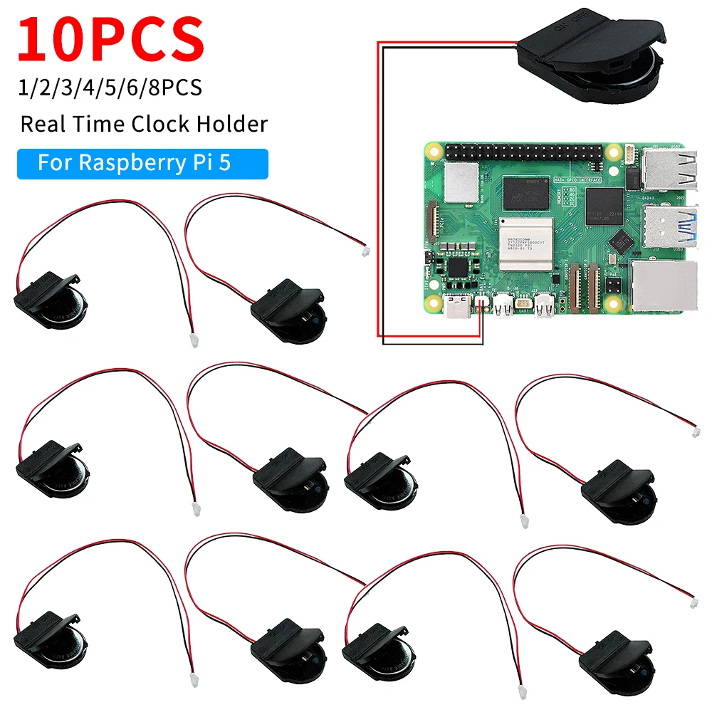 10PCS-For-Raspberry-Pi-5-RTC-Battery-Box-Real-Time-Clock-Holder-with ...