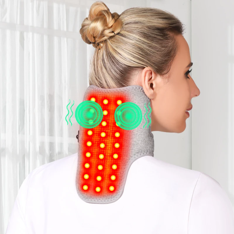 Heated Neck Massager Red Light Therapy USB-Powered Cervical Soreness ...