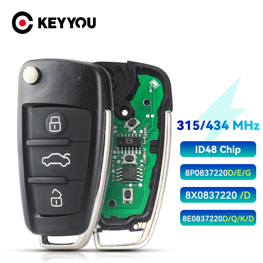 KEYYOU Car Remote Key For Audi A1 A3 A4 S3 S4 TT Q3 RS3 Avant2 ...