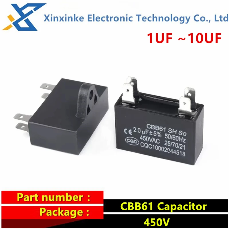 4PIN CBB61 450V 1UF 1.2UF 1.5UF 2UF 2.5UF 3UF 3.5UF 4UF 4.5UF Air ...
