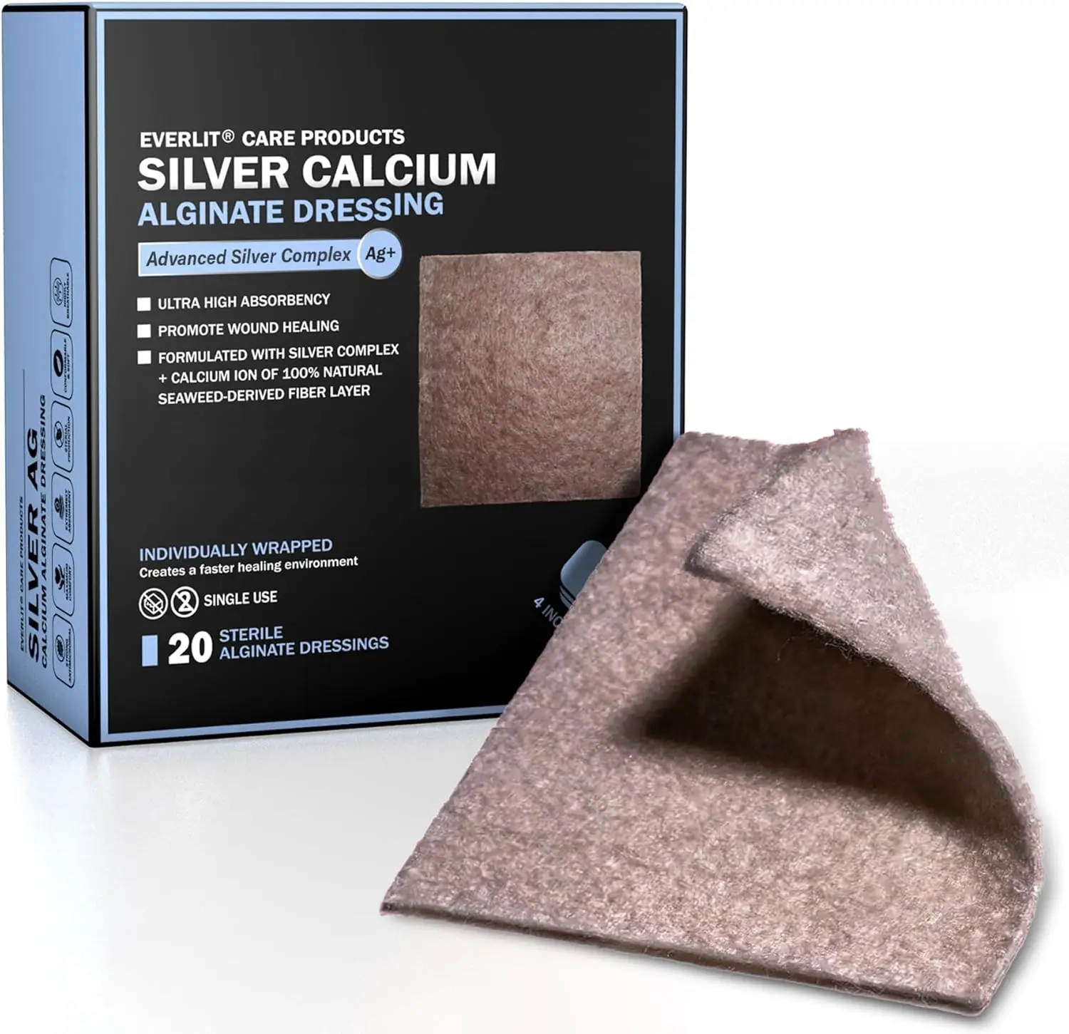 Silver Calcium Alginate Wound Dressing | Absorbent Non-Stick Sterile ...