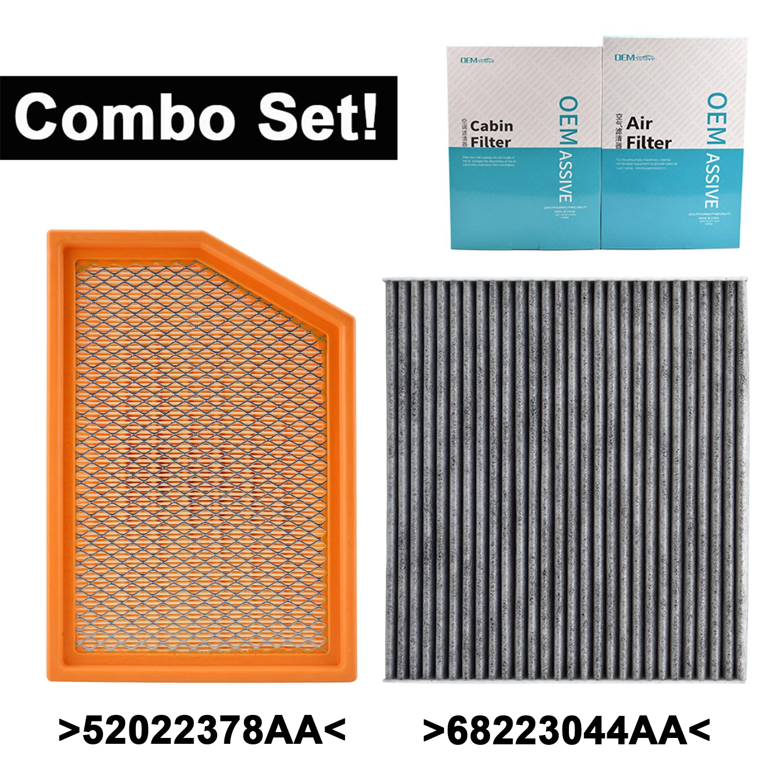 Combo Set Engine Cabin Pollen Air Filter 52022378AA 68223044AA For Jeep ...