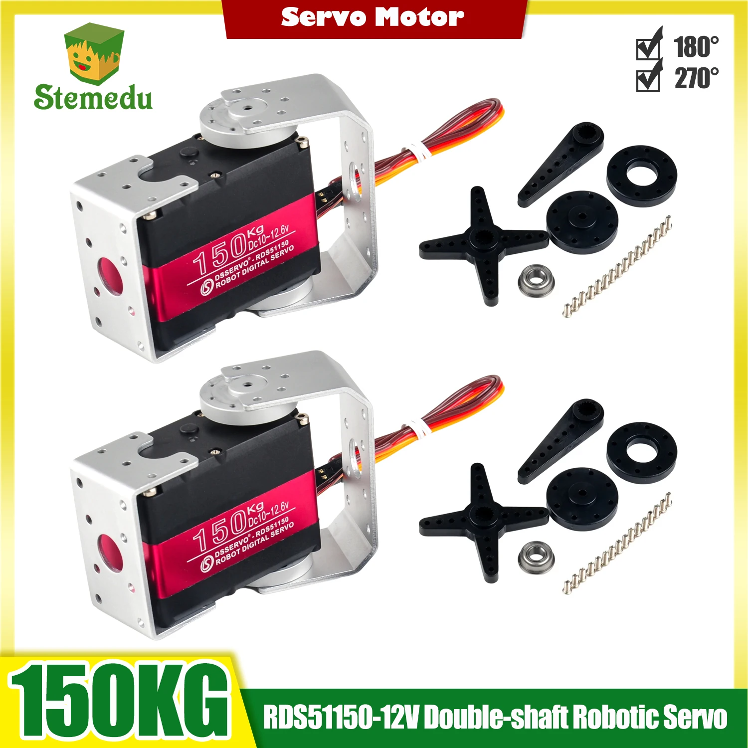 2pcs 150KG High Torque RDS51150 Digital Servo 12V High Voltage Dual ...