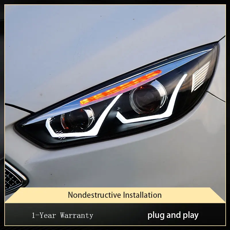 Day Running Lights For Ford Focus 2015 2016 2017 2018 Dual Lens LED DRL ...