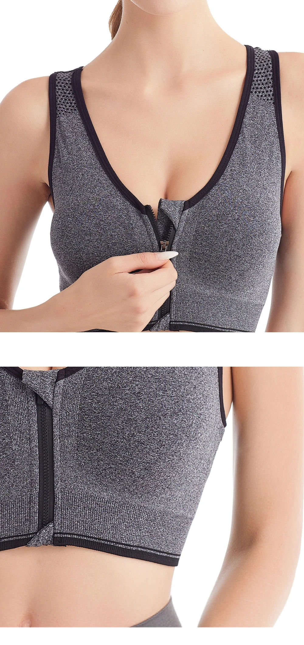 Brassière de sport,Soutien-gorge de sport à fermeture éclair avant pour femme,sous-vêtement de ...