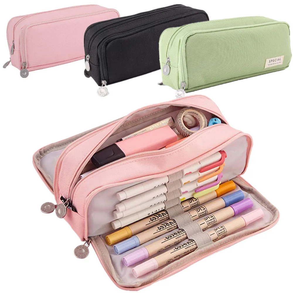 Large-Capacity-Pencil-Case-3-Compartment-Multifunctional-Pen-Bag-for ...