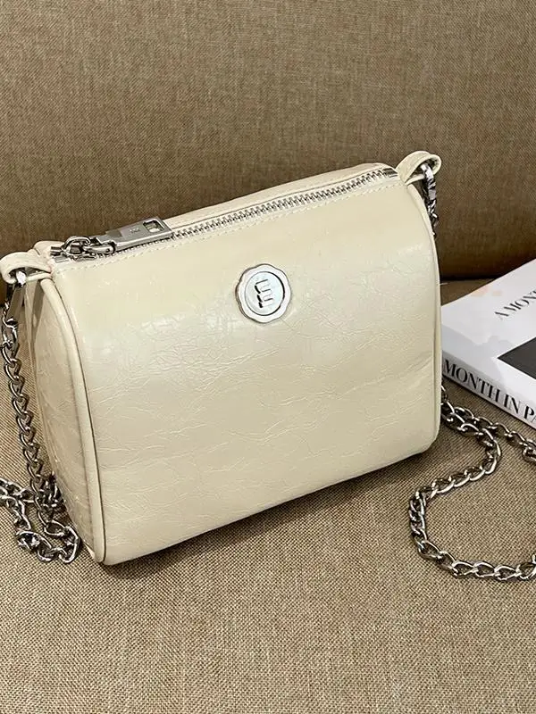 Casual Crossbody Bag for Women Pure Color Leather Texture Ute ...