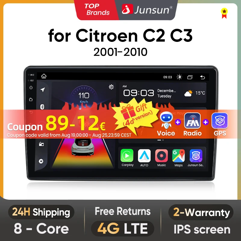 Junsun-ai-stimme-android-autoradio-f-r-citroen-c2-c3-2007-2010-2011 ...