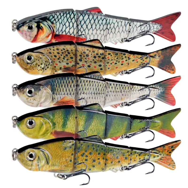 Luya-Bait-Knobby-Fish-12cm-18g-Plastic-Bait-4-Sections-of-Hard-Sea ...