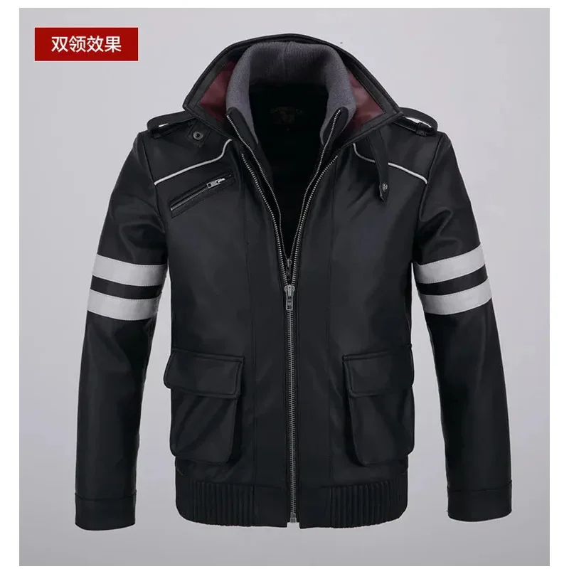 Game Prototype Alex Mercer PU Leather Jacket Winter Coat Double Collars ...