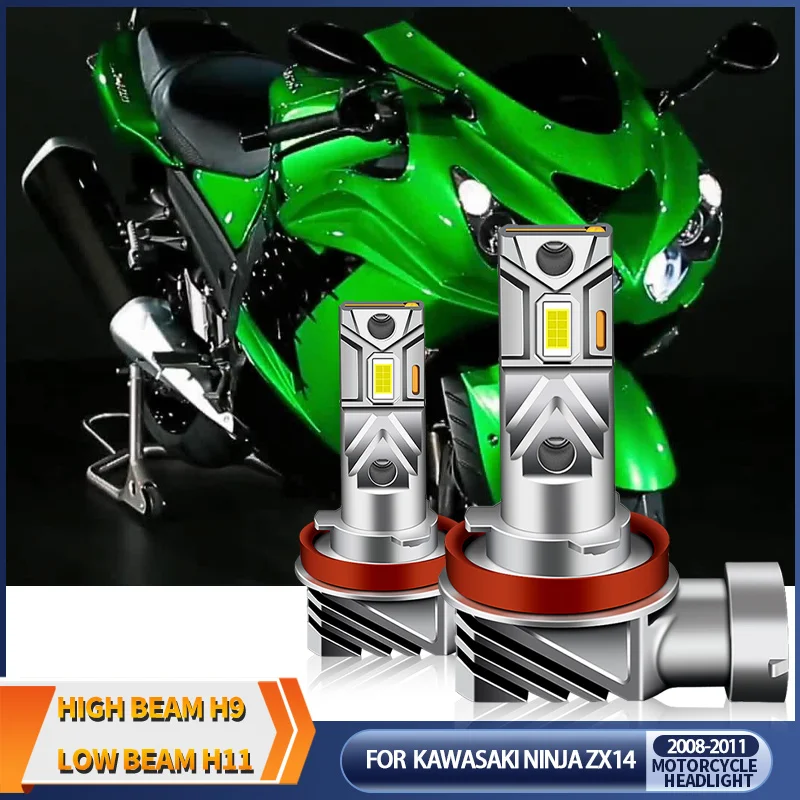 1Pcs-12V-Motorcycle-White-H9-H11-LED-High-Low-Beam-Headlight-Bulbs ...