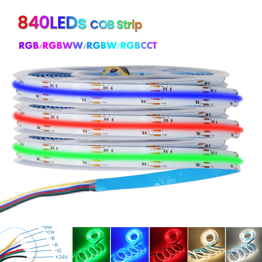 Rgb-rgbw-rgbww-rgbcct-cob-led-streifen-licht-hoch-dichte-flexible-cob ...