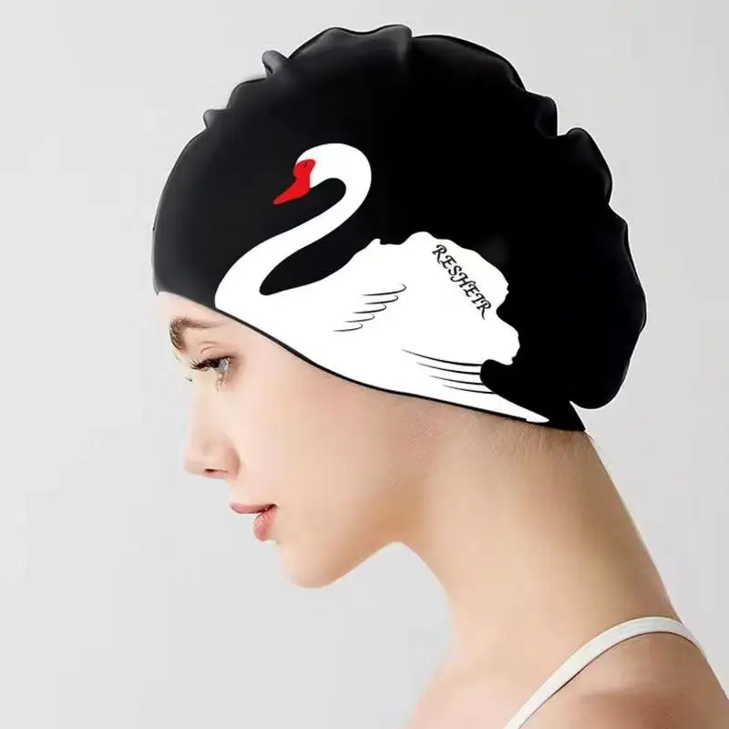 Silicone impermeável Natação Cap para Mulheres, High Elastic Swim Cap ...