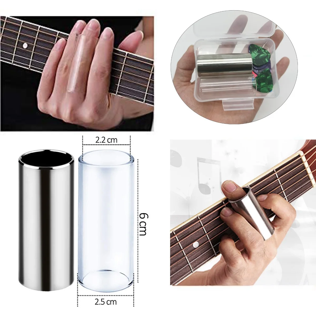 2-sets-of-guitar-glass-stainless-steel-slide-rod-slide-rail-electric ...