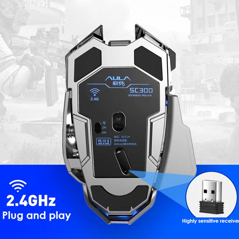 New SC300 2.4Ghz Gaming Mouse Wireless Mouse ABS High Resolution USB ...