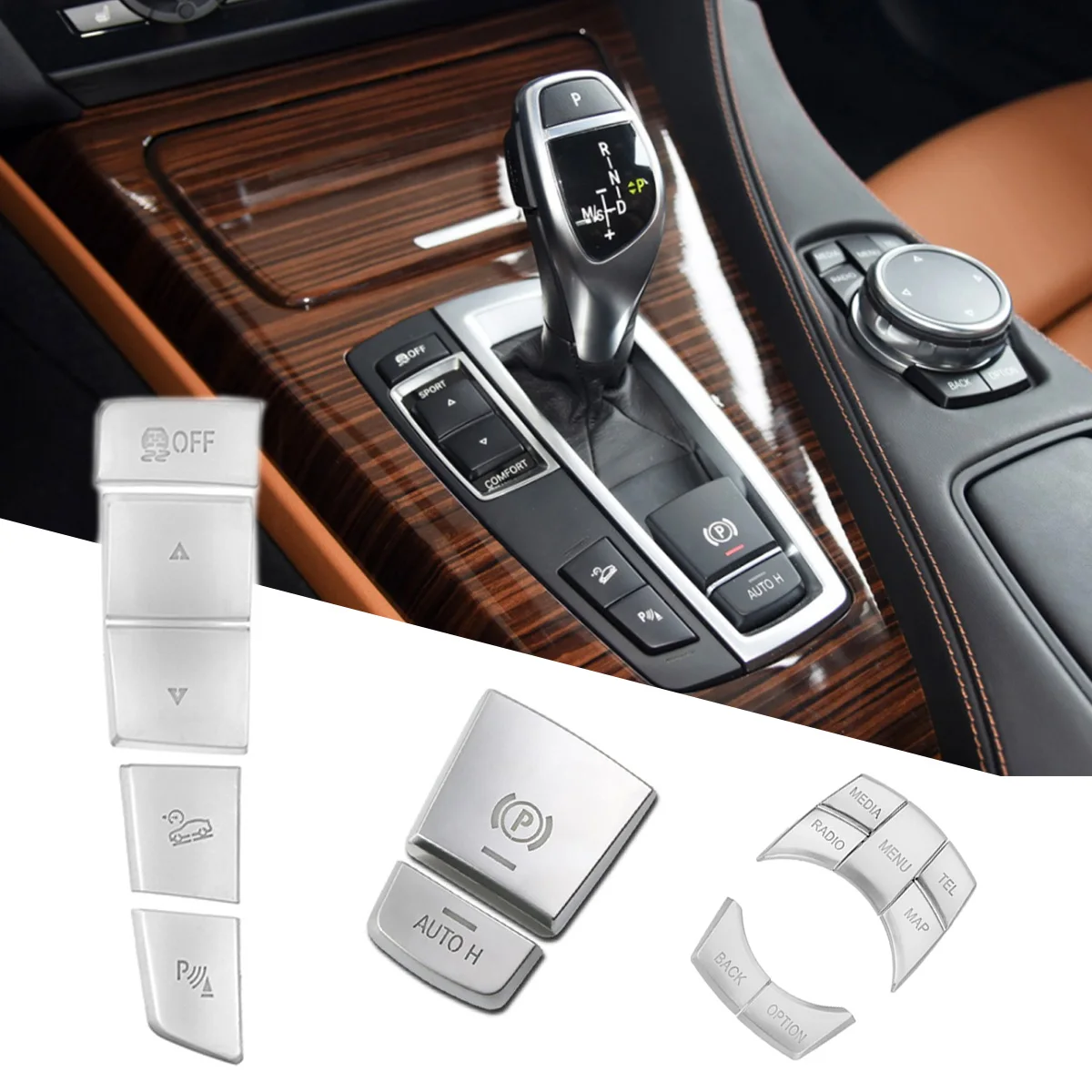 Chrome Abs Car Interior Button Decoration Sequins Cover Trim Sticker ...