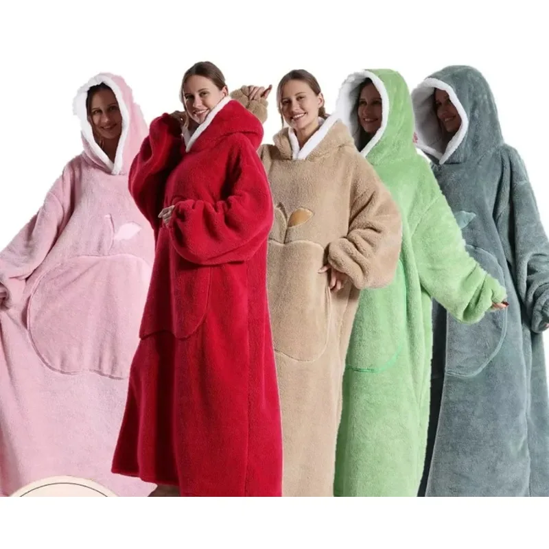 Winter Extra Long Wearable Hoodies Blanket Adult Warm Pullover ...