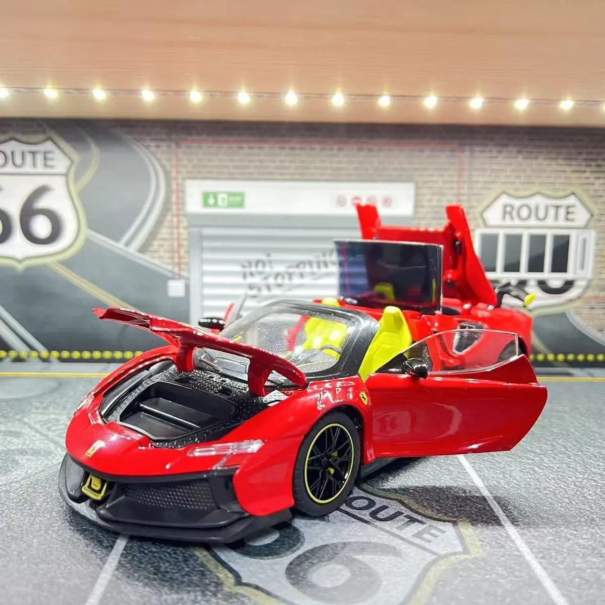 NEW 1:24 SF90 XX Stradale Supercar Alloy Car Model Sound and Light Pull ...
