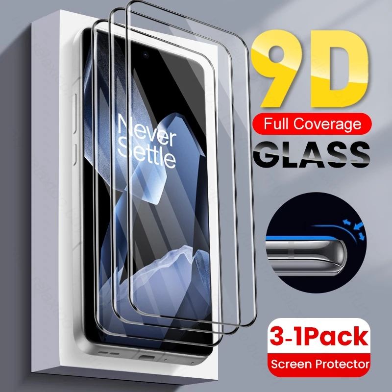 One Plus 13 Glass 3-1Pcs 9D غطاء واقي شاشة من الزجاج المقسى المنحني ...
