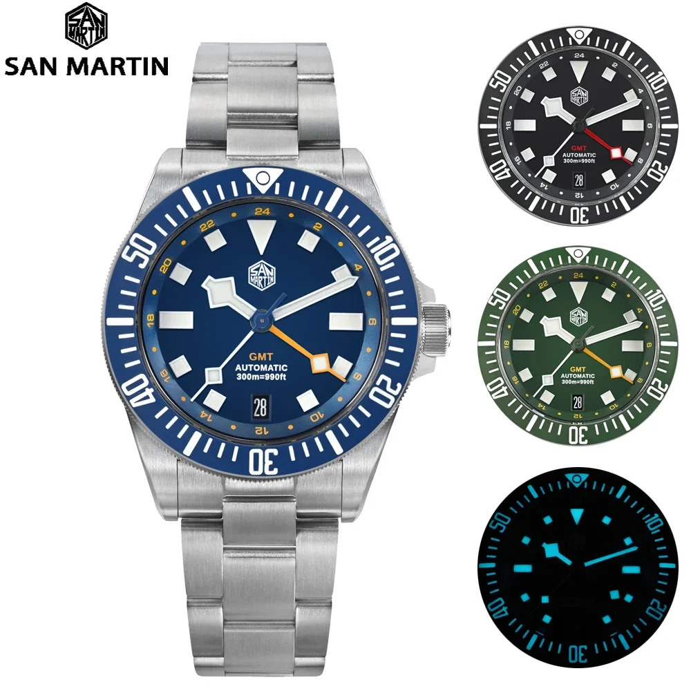 San-Martin-39mm-Dive-Watch-Luxury-GMT-NH34-Automatic-Movement-Machinery ...