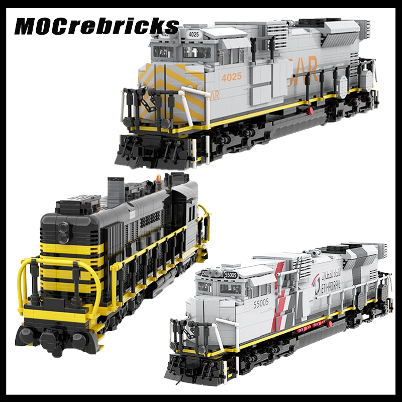 MOC Building Blocks Rail SD70ACS Car Train Puzzle DIY Model Assembled ...