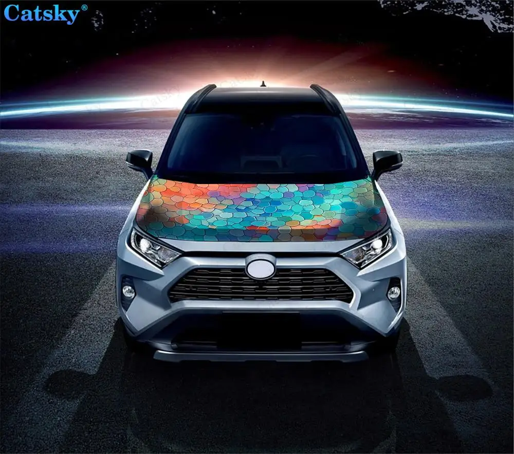Mixed Colorful Mosaic Pattern Car Hood Decal Truck Decals Vinyl Sticker ...