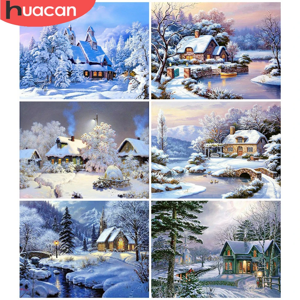 Diamond Painting Winter Landscape Huacan | Diamond Painting Snow ...