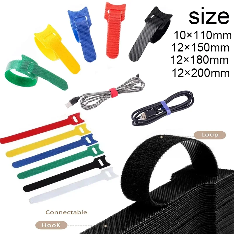 25pcs cable tie self adhesive reusable cable tie 110 150 180 200 long ...