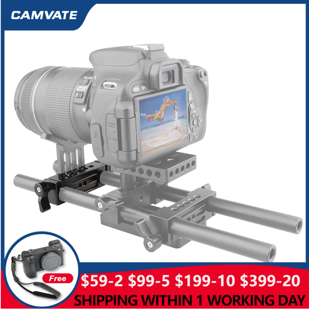 CAMVATE Camera Dual 15mm Rod Clamp Railblock With 1/4" 20 Screw Thread ...