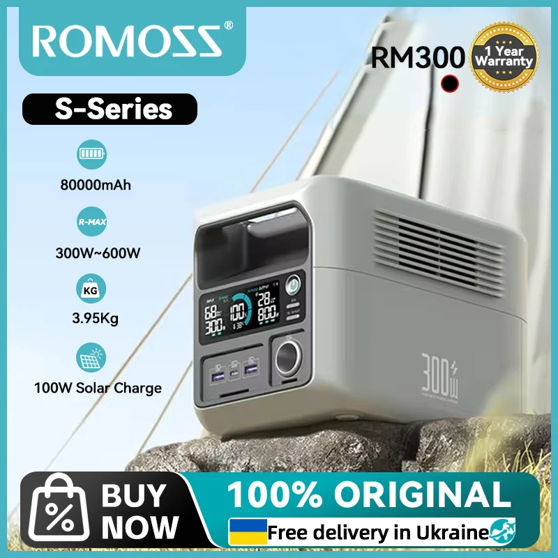 ROMOSS-RM300-Portable-Power-Station-220V-300W-Rechargeable-Lifepo4-Battery-80000mAh-Power-Supply ...