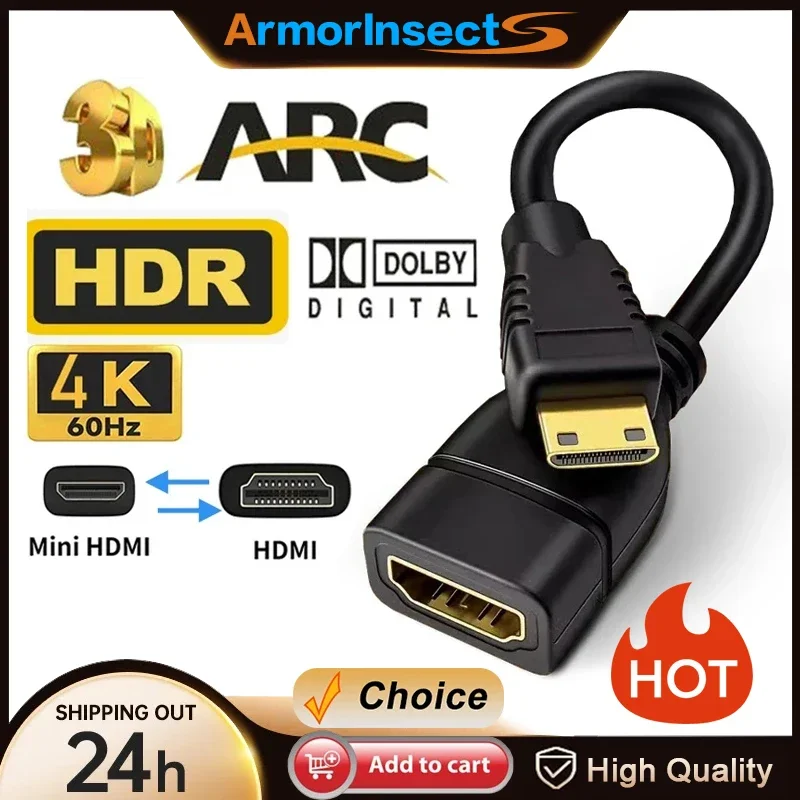 Alta-Velocidade-Mini-HDMI-para-Cabo-HDMI-Mini-Adaptador-HDMI-4K-60Hz ...